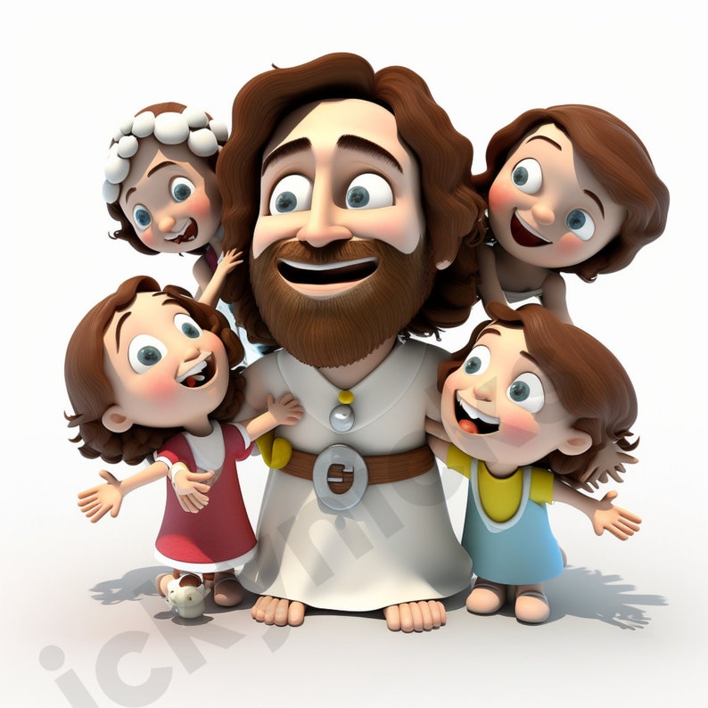 Midjourney Jesus Prompts Cute Cartoon Clipart Ai Christian Digital ...