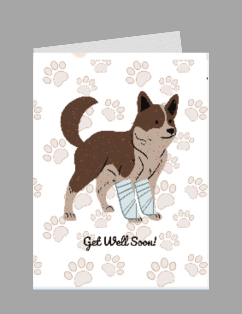 Get Well Card Template Digital Cheerful Dog Instant Download - Etsy
