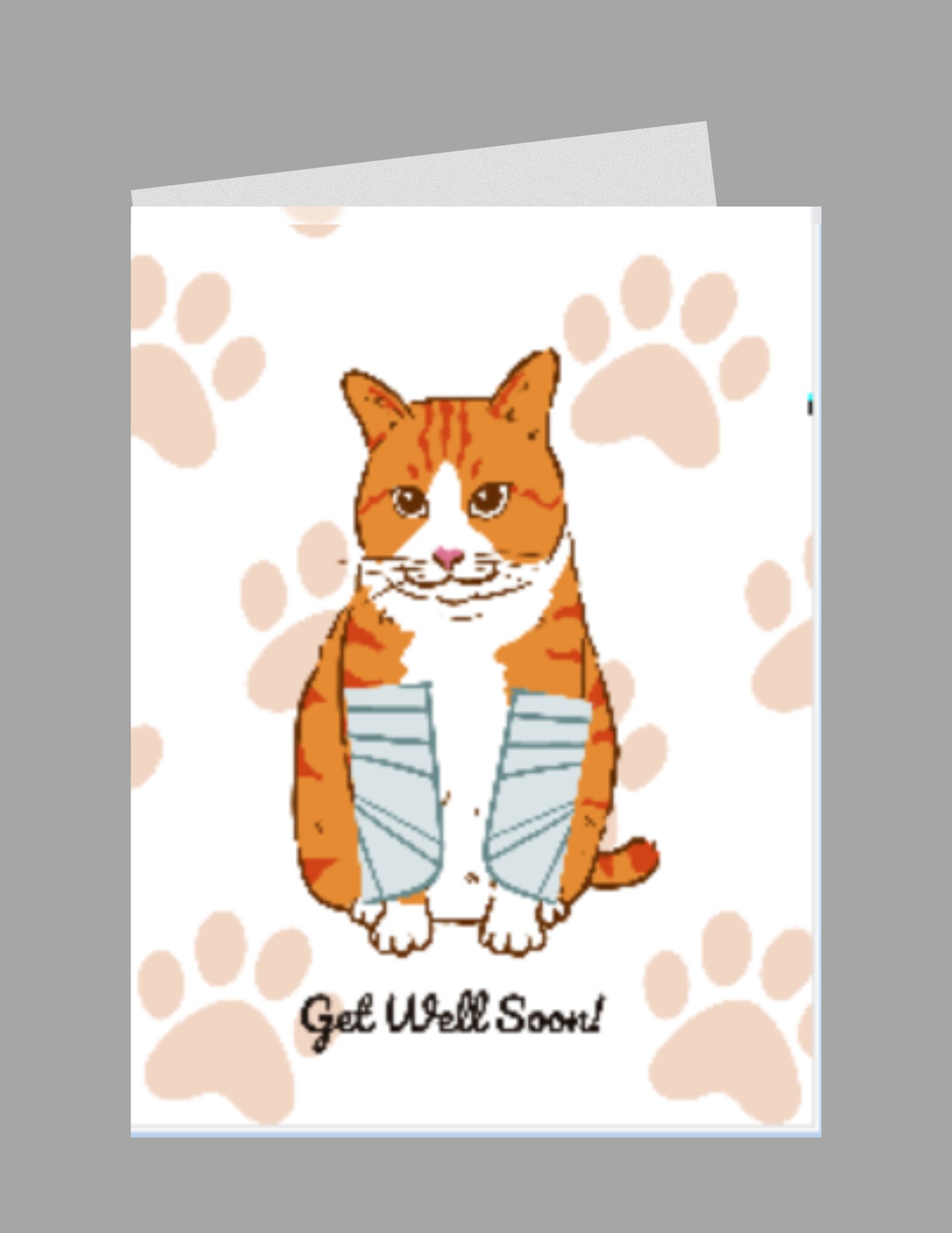 Get Well Card Template Digital Instant Download Purrfect Cat Greetings ...