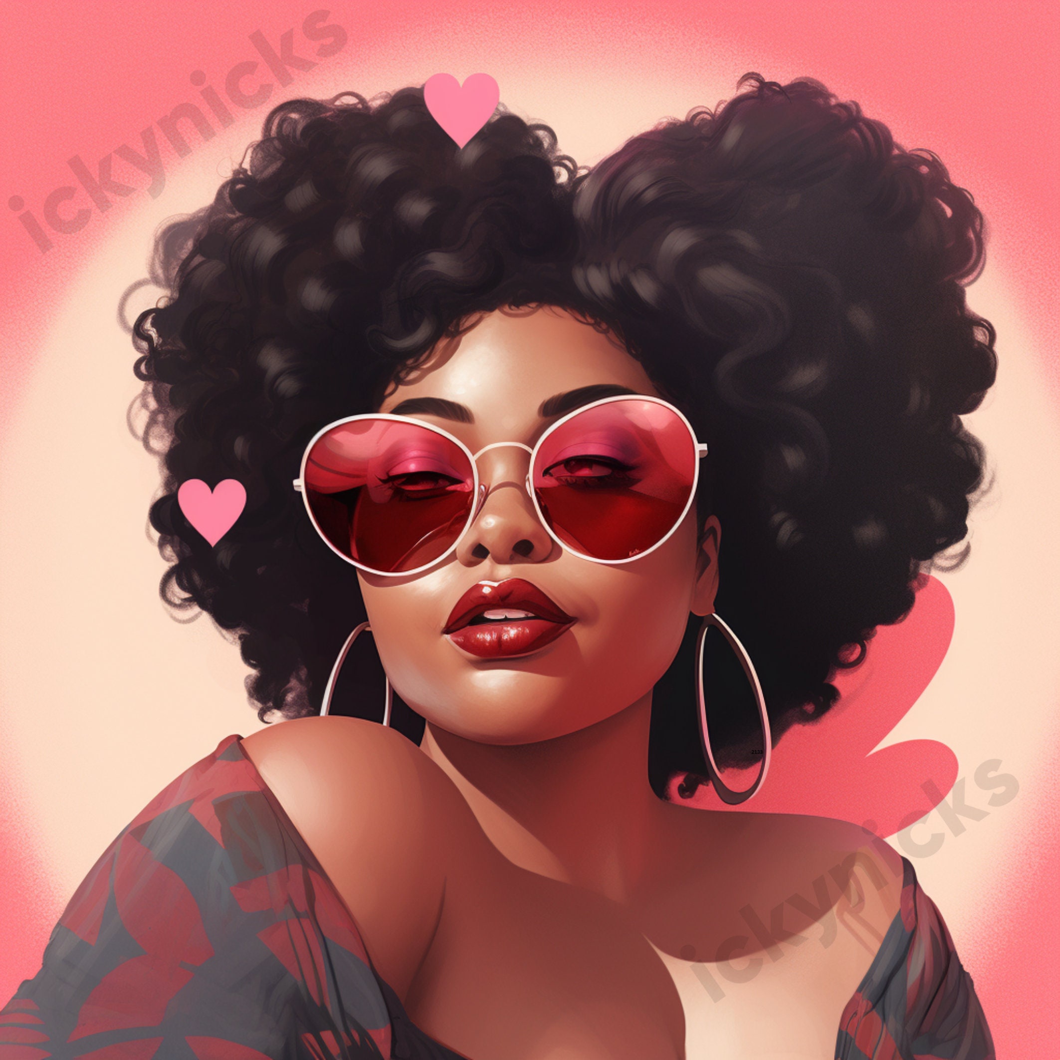 Black Ai Art Beautiful Melanin Woman Face Plus Size Girl Afro Digital ...