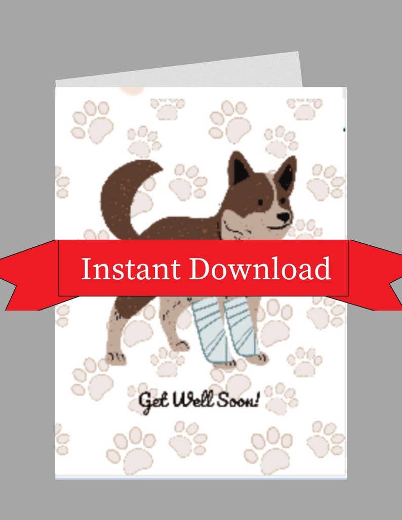 Get Well Card Template Digital Cheerful Dog Instant Download - Etsy