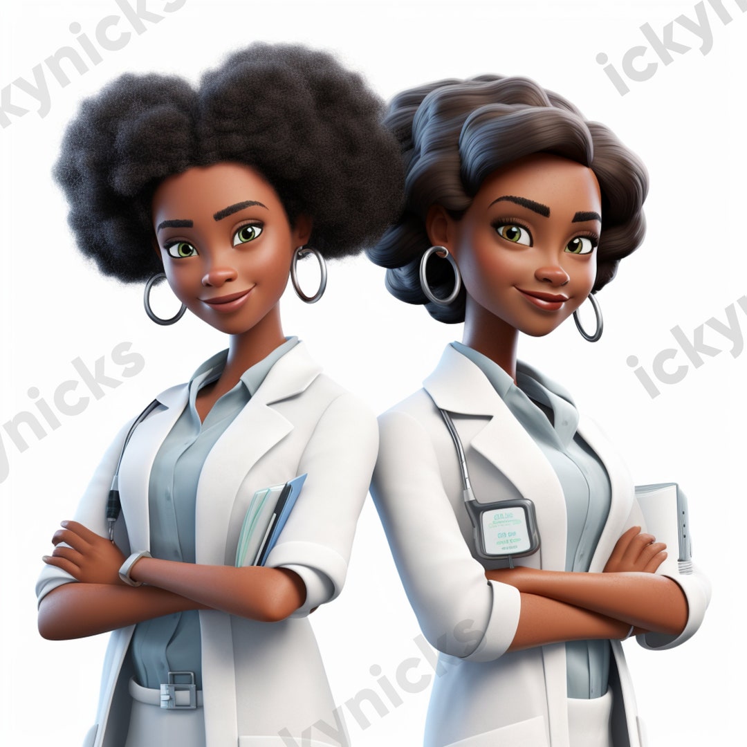 Digital Ai Artwork Melanin Nurse Practitioner Doctor Clipart Black Girl ...