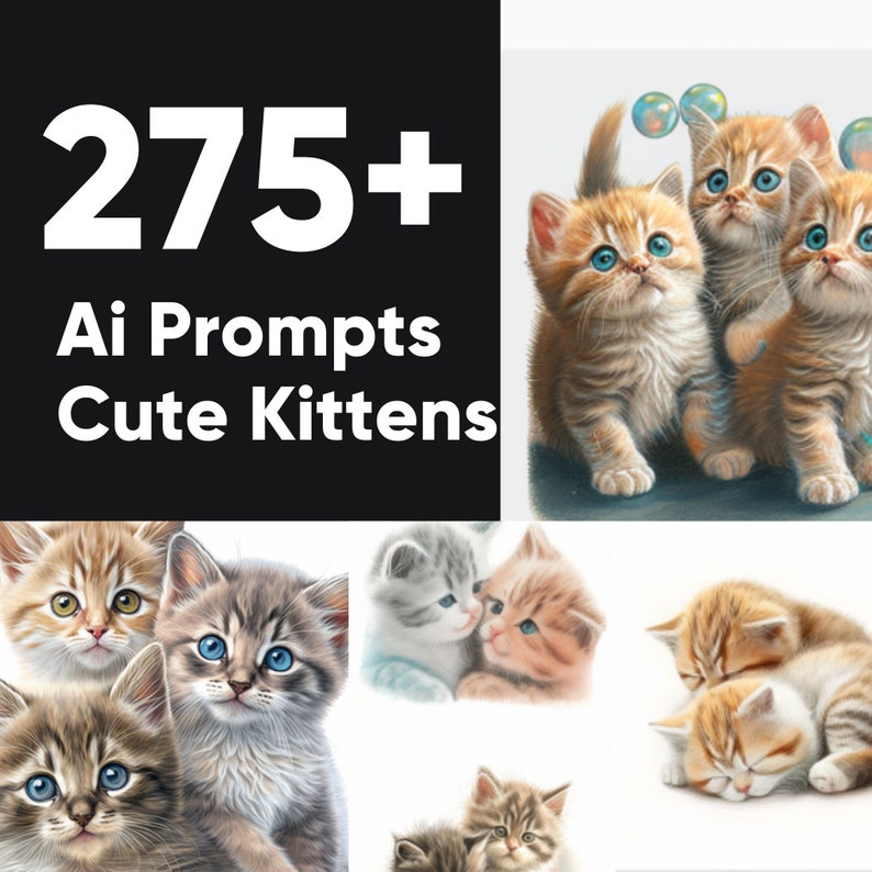 Midjourney Cat Prompts Baby Kittens and Nursery Wall Art Situations for ...