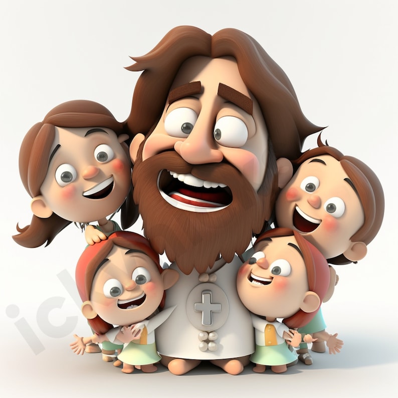 Midjourney Jesus Prompts Cute Cartoon Clipart Ai Christian Digital ...