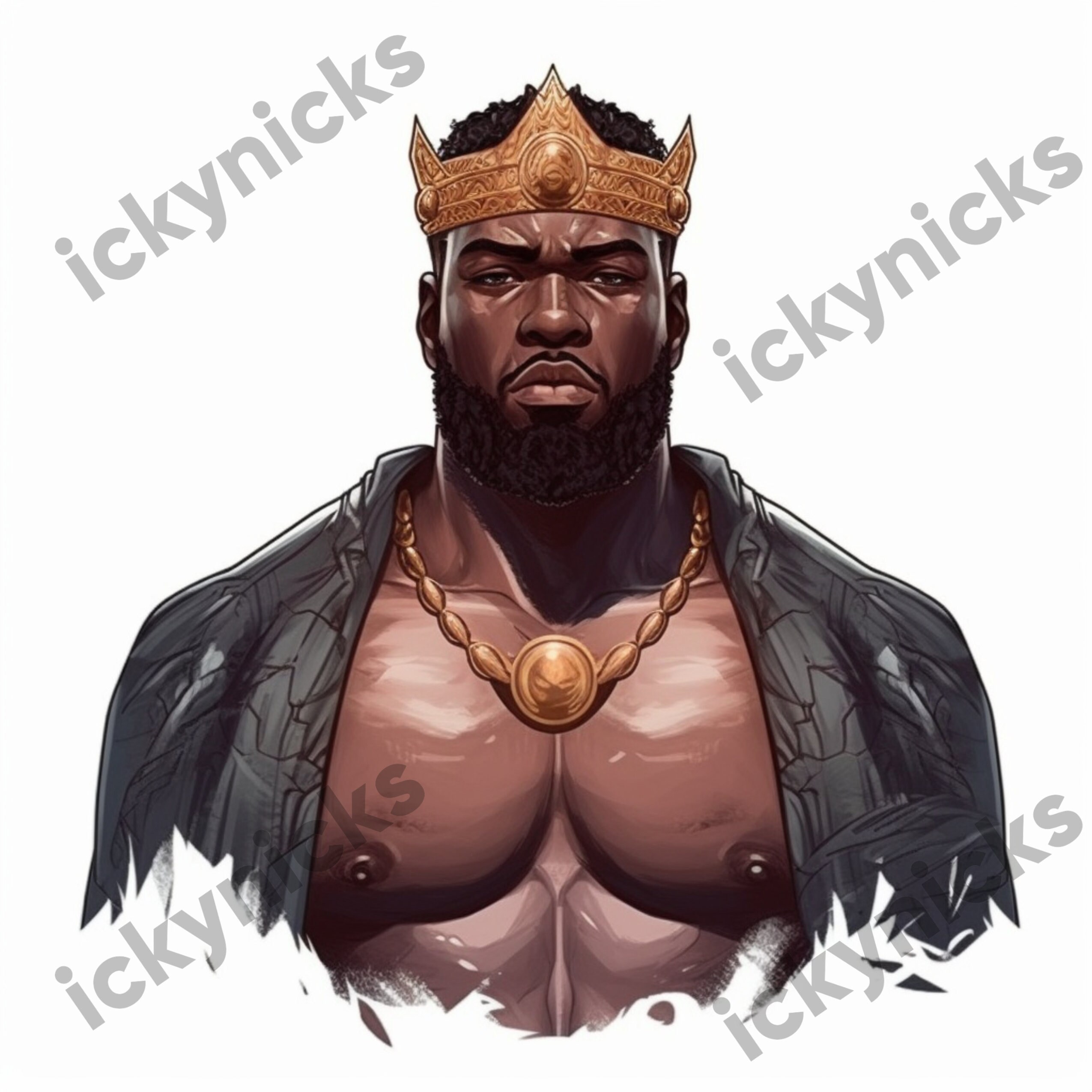 Digital Ai Art Fashionista Clipart Black Planner Stickers Black King ...