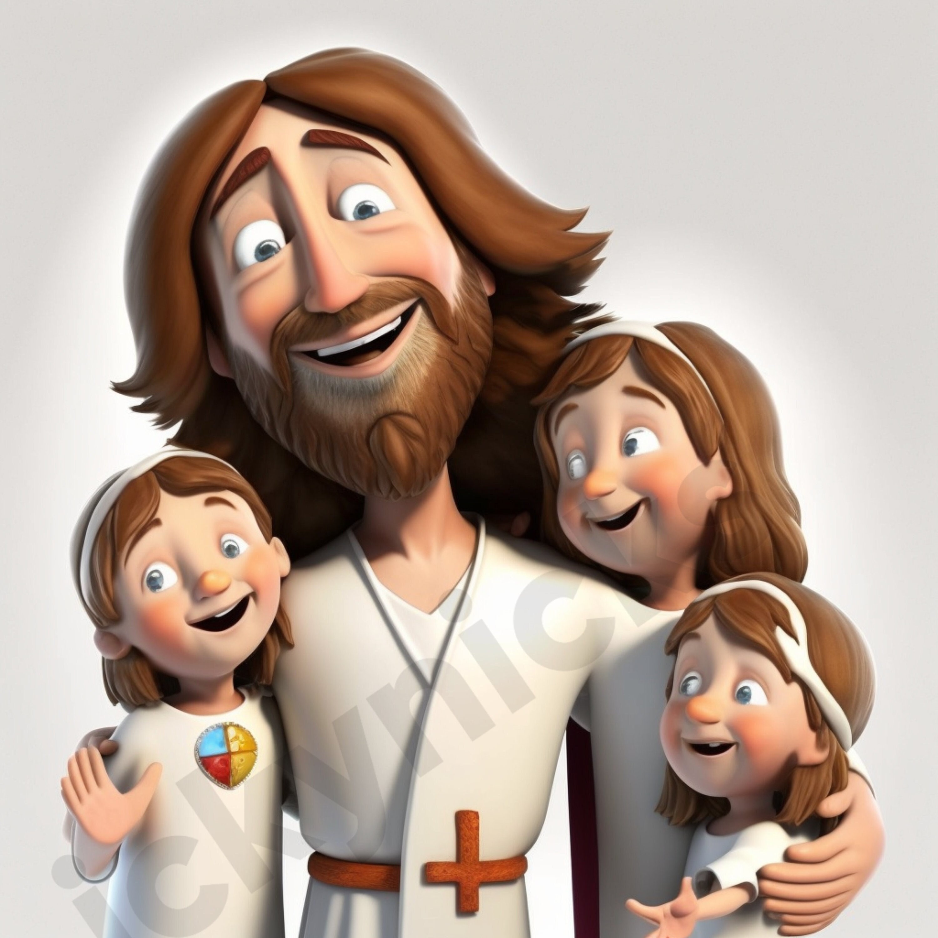 Midjourney Religious Artwork Cute Jesus Digital Clipart Cartoon Ai ...