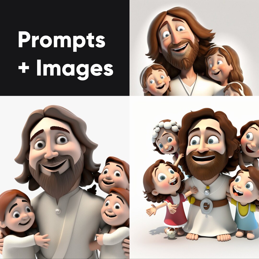 Midjourney Jesus Prompts Cute Cartoon Clipart Ai Christian Digital ...