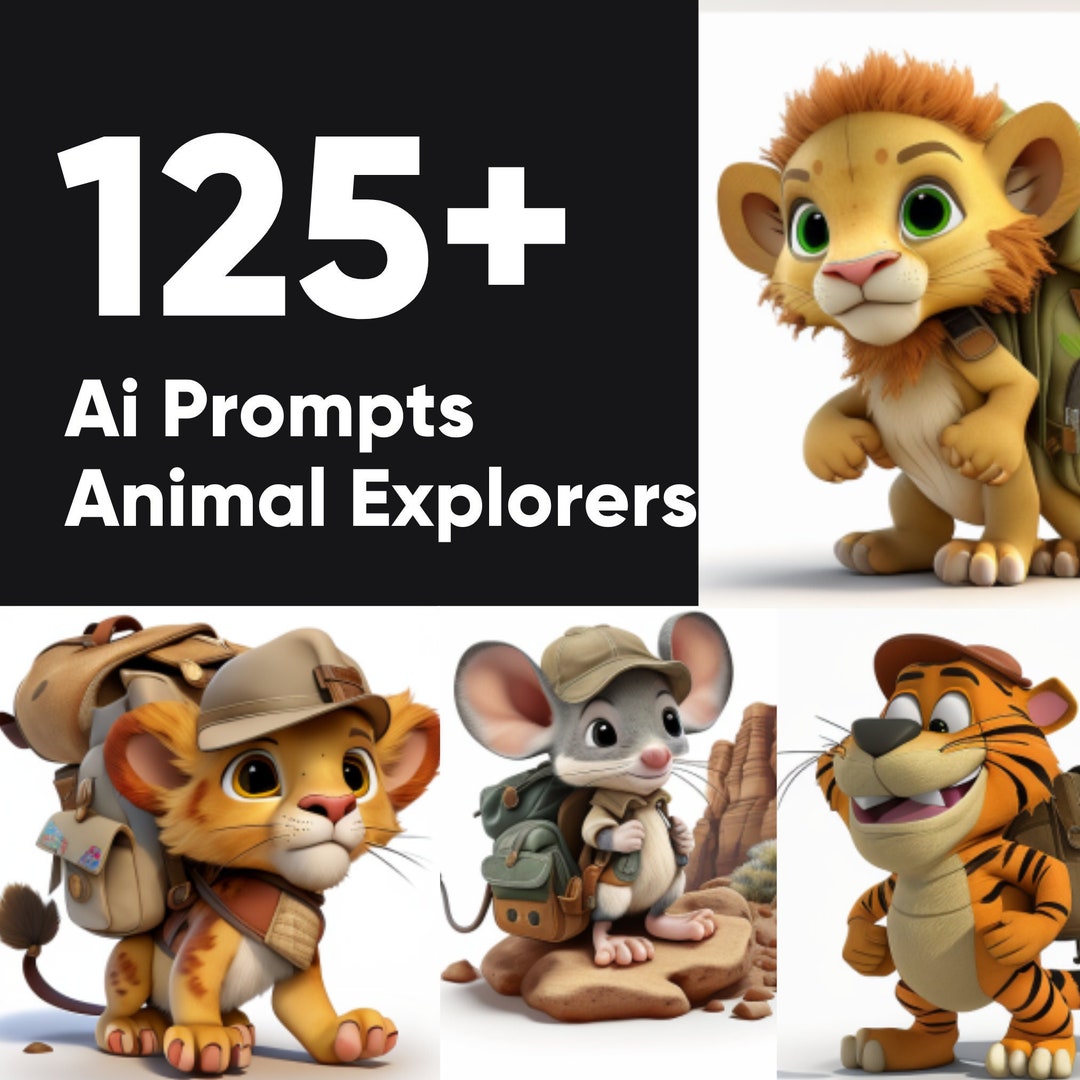 Ai Character Prompts for Jungle Animals Cute Cartoon Explorers Safari ...