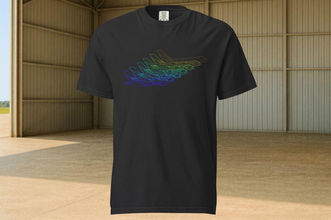 Airbus A380 Aviation T-shirt | Layered Airplane Silhouette Graphic Tee ...