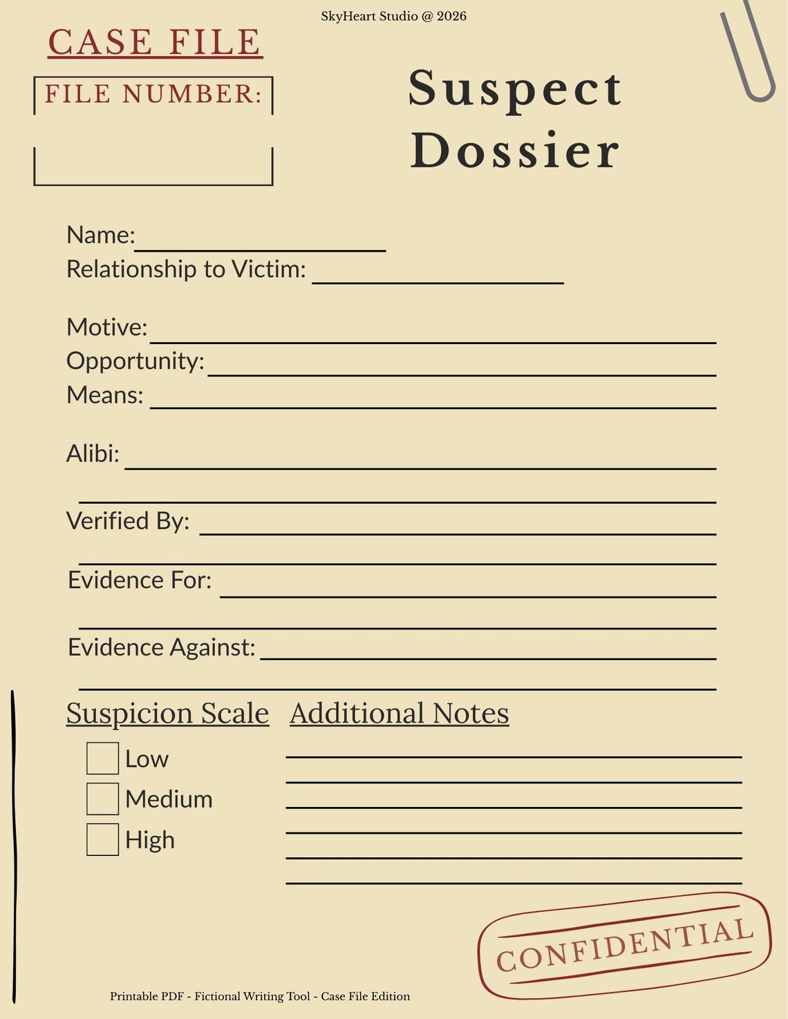 Suspect Dossier / True Crime-murder Mystery Worksheets / Skyheart ...