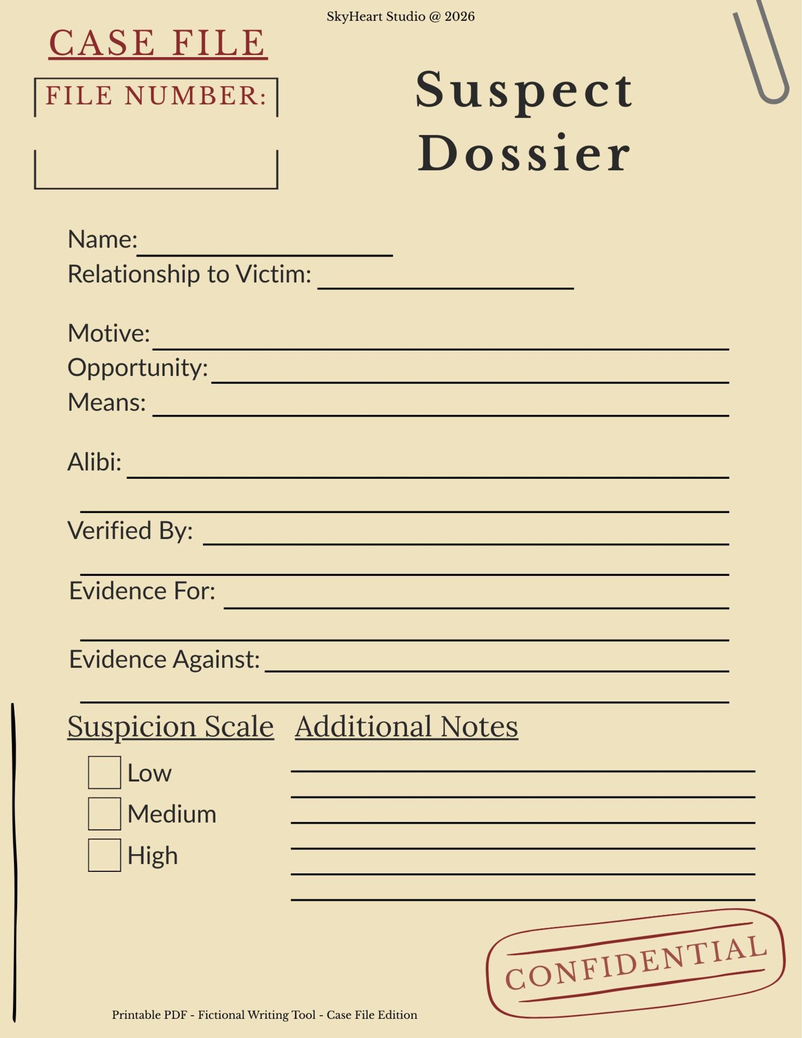 Suspect Dossier / True Crime-murder Mystery Worksheets / Skyheart ...