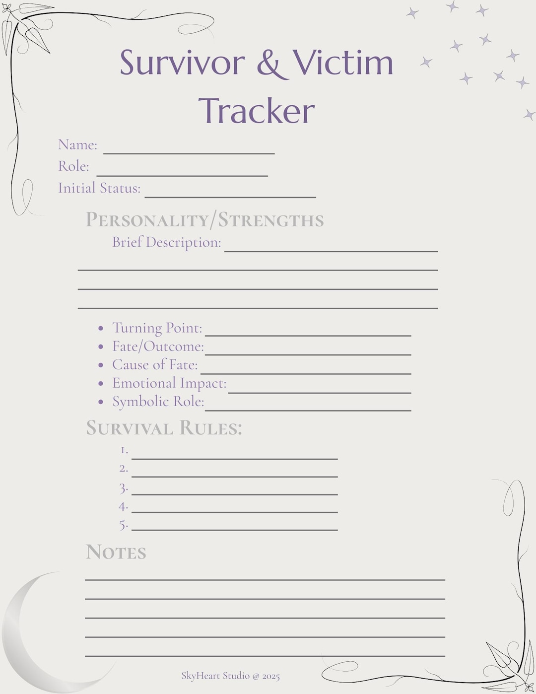 Survivor & Victim Tracker / Horror-gothic Worldbuilding Tool / Skyheart ...
