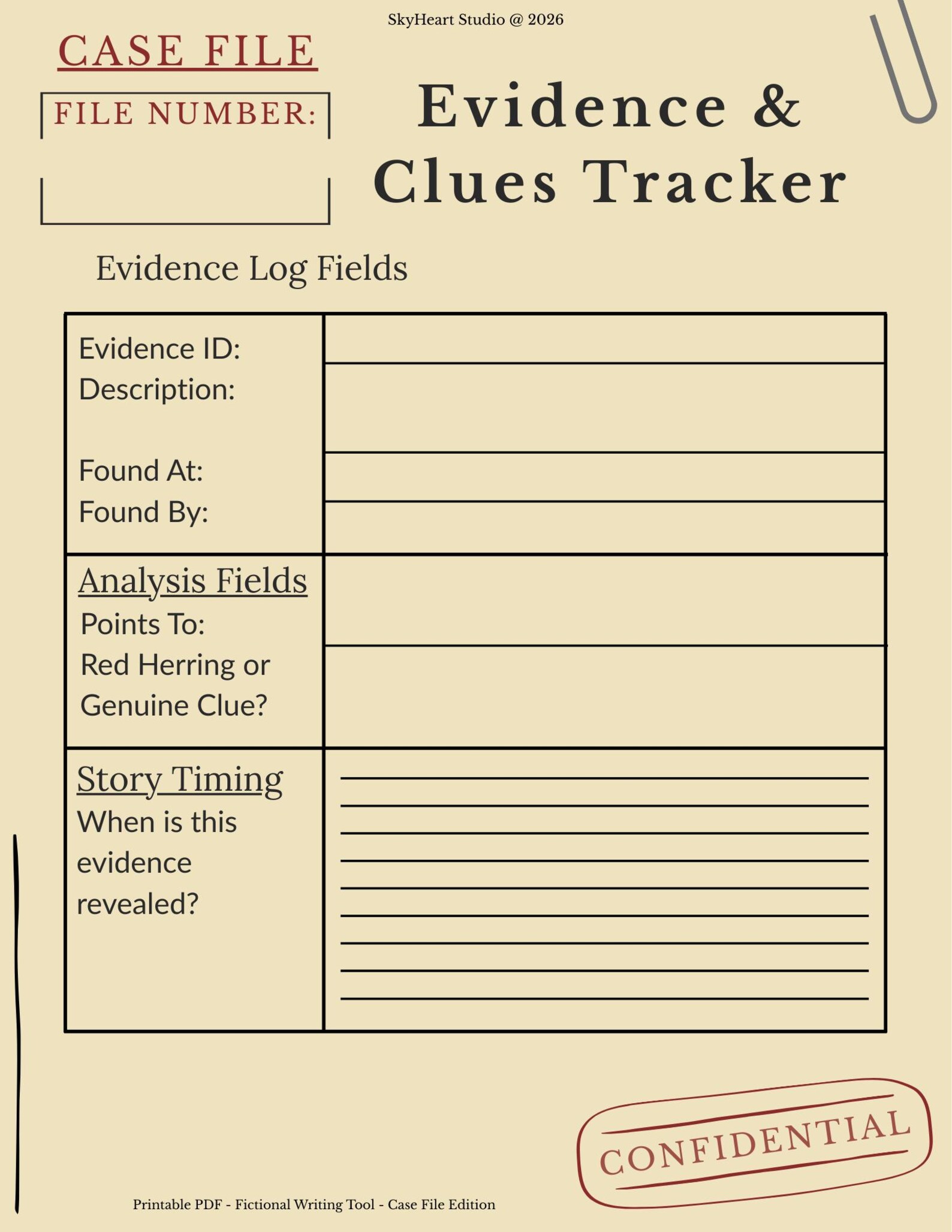 Evidence & Clues Tracker / True Crime-murder Mystery Worksheets ...