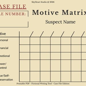 Motive Matrix / True Crime-murder Mystery Worksheets / Skyheart Studio ...