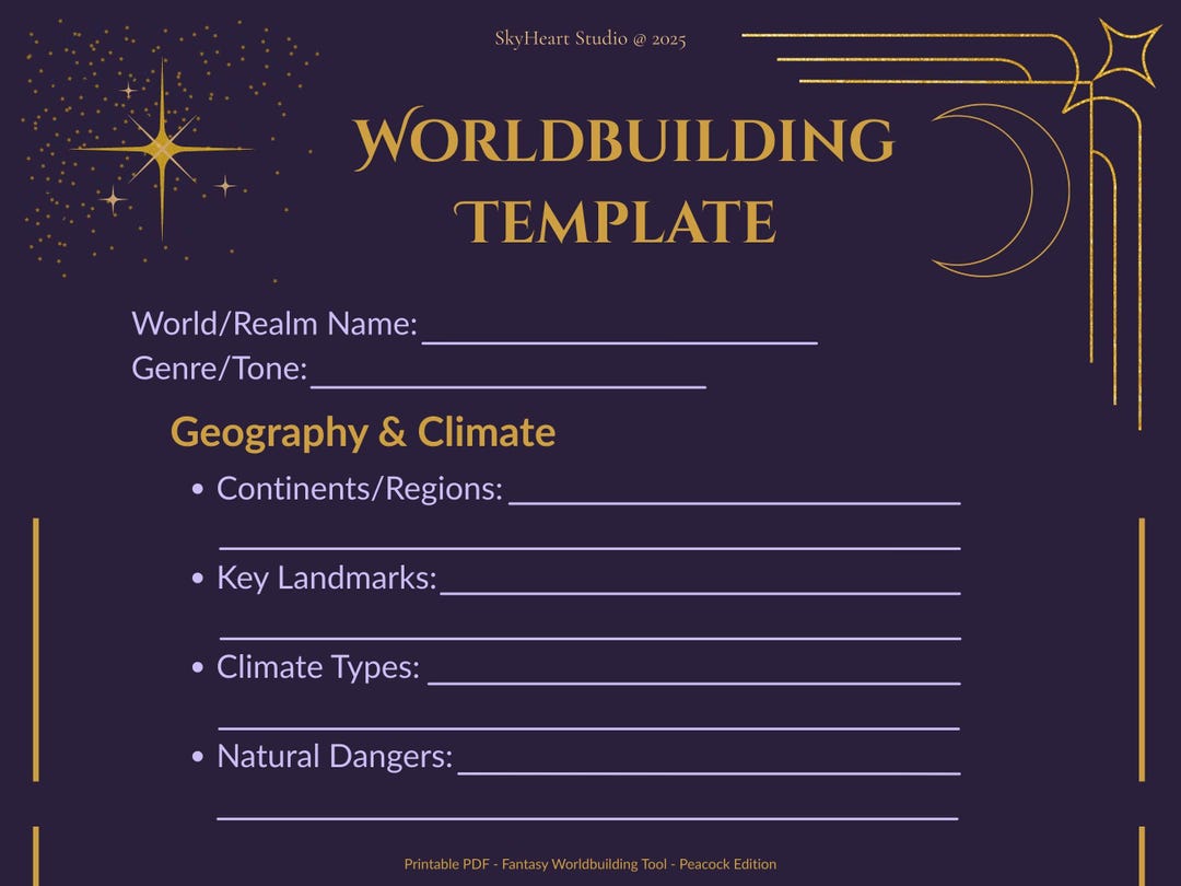 Fantasy Worldbuilding Template: Dark Celestial Edition (PDF Download ...
