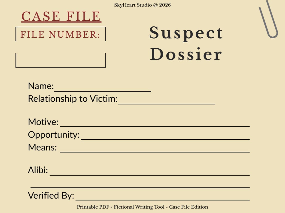 Suspect Dossier / True Crime-murder Mystery Worksheets / Skyheart ...