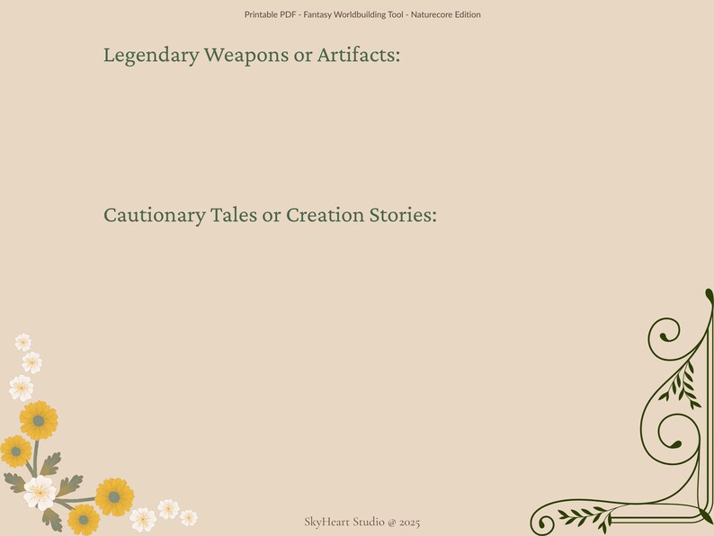 Fantasy Worldbuilding Worksheet: Naturecore World & Lore Expansion (PDF ...
