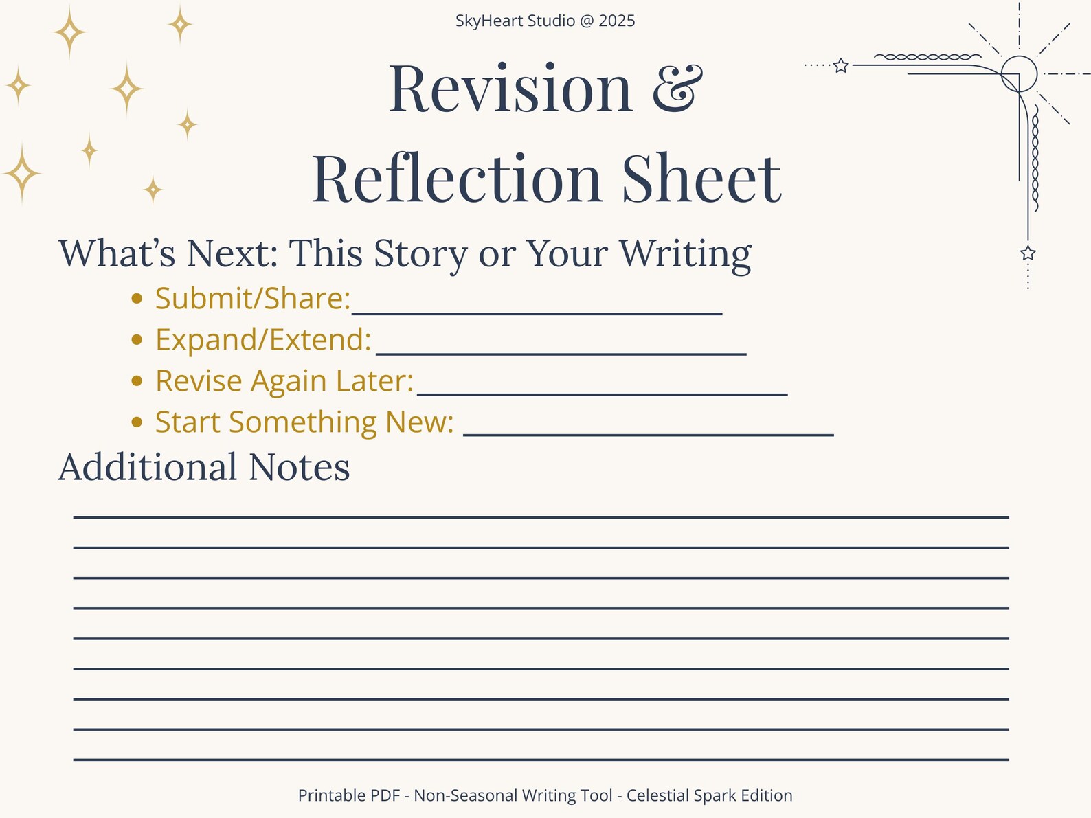 Revision & Reflection Sheet / Non-seasonal Writing Tool / Skyheart ...