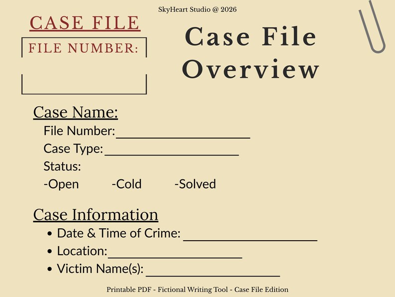 Case File Overview / True Crime-murder Mystery Worksheets / Skyheart ...