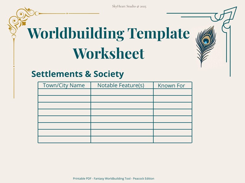 Worldbuilding Template Worksheet / Fantasy Worldbuilding PDF / World ...