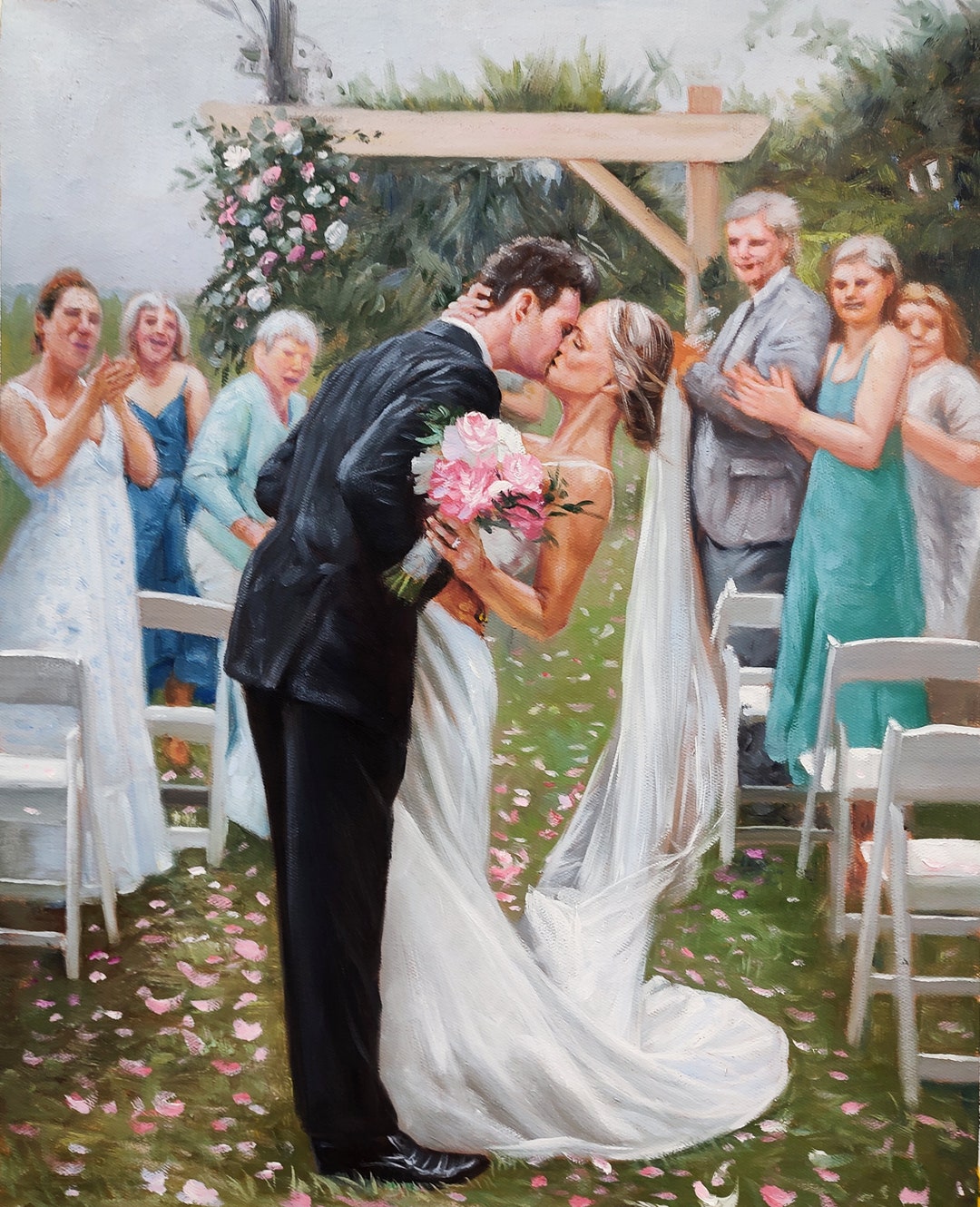 Wedding Oil Painting From Photo Hand Painted With Oil on Canvas ...