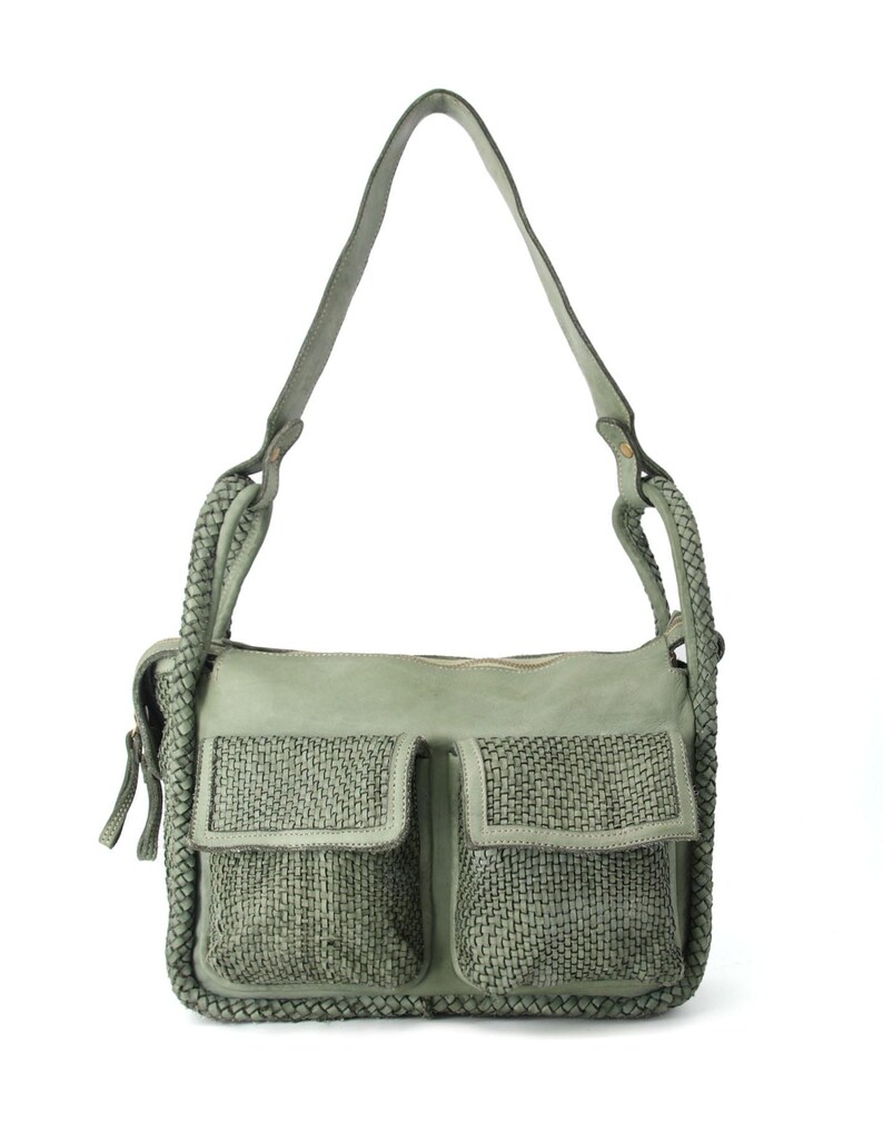 Torba na ramię Shery z plecionej skóry, ręcznie robiona w stylu vintage ...