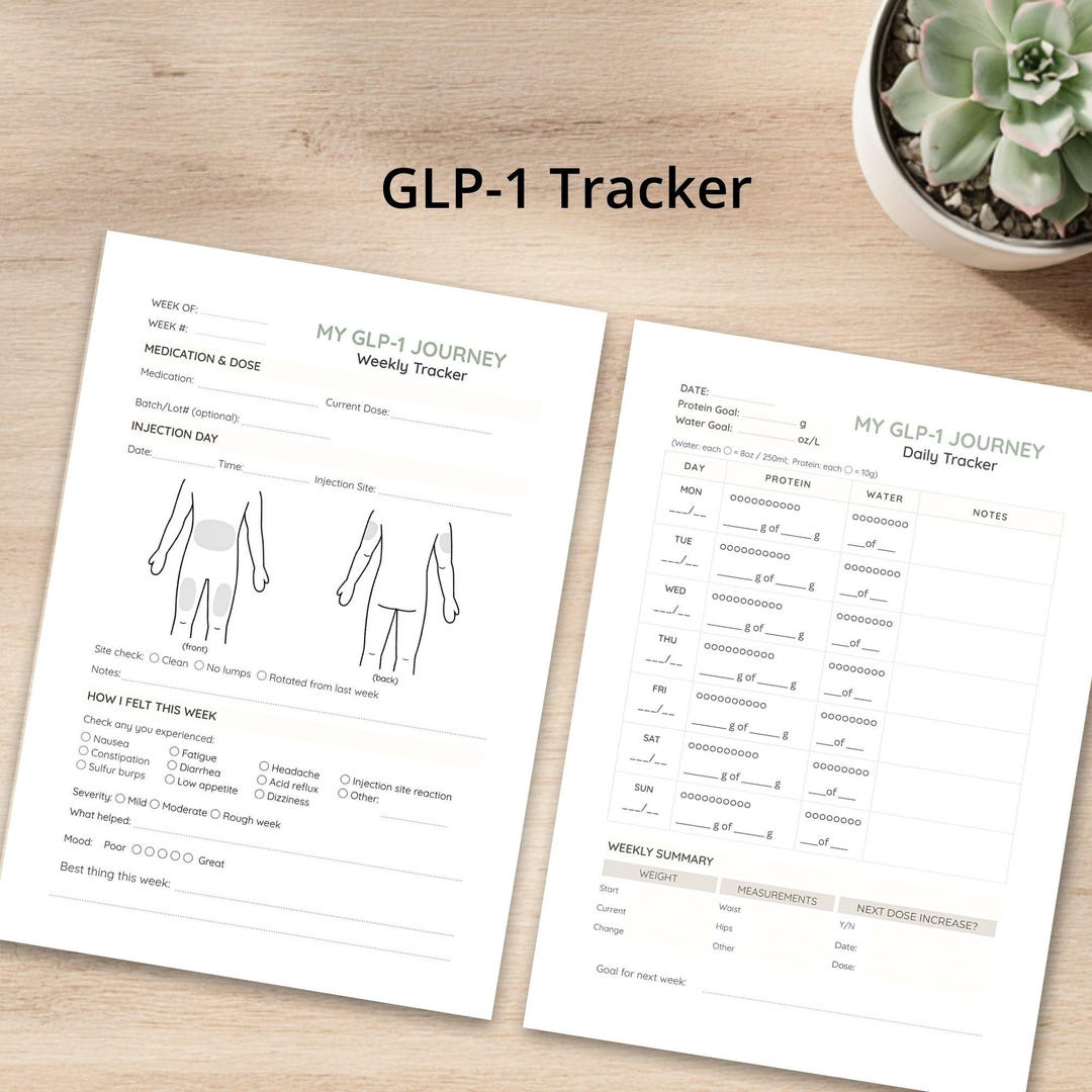 GLP-1 Tracker Printable Ozempic Mounjaro Wegovy Planner Semaglutide ...