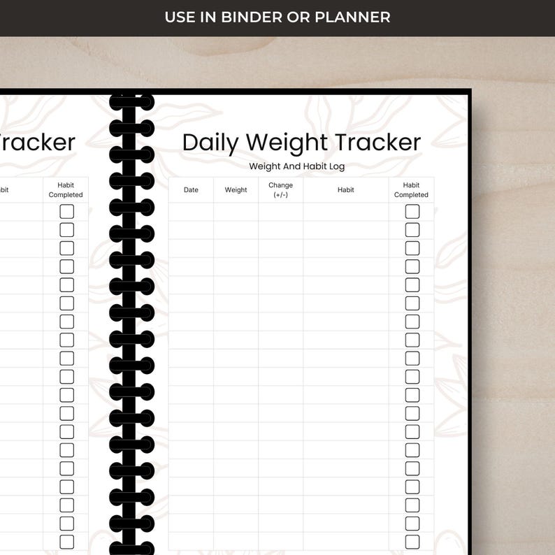 Daily Weight and Habit Tracker – Printable One Page Log Sheet for ...