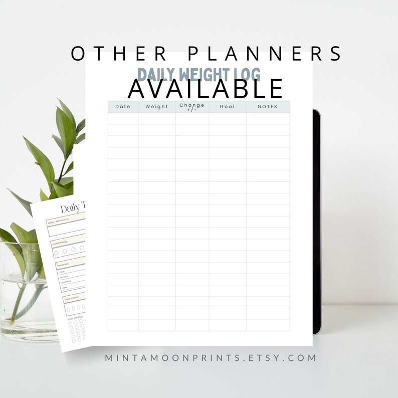 Daily Weight Tracker With Progress Chart – One Page Printable Log Sheet ...