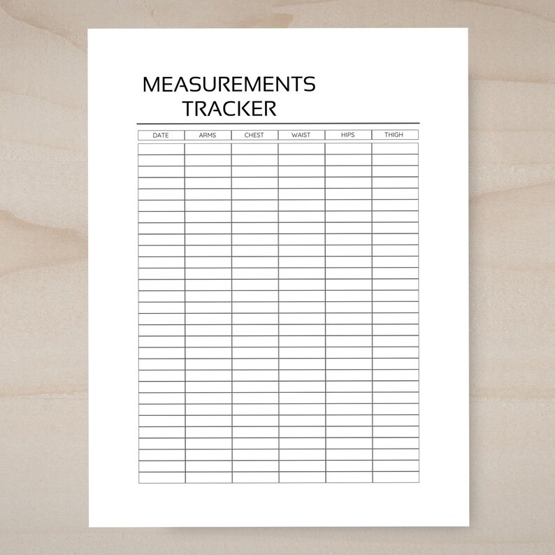Body Measurements Tracker Printable | Weight Loss Measurements Log PDF ...