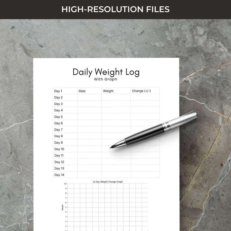 Daily Weight Tracker With Progress Chart – One Page Printable Log Sheet ...