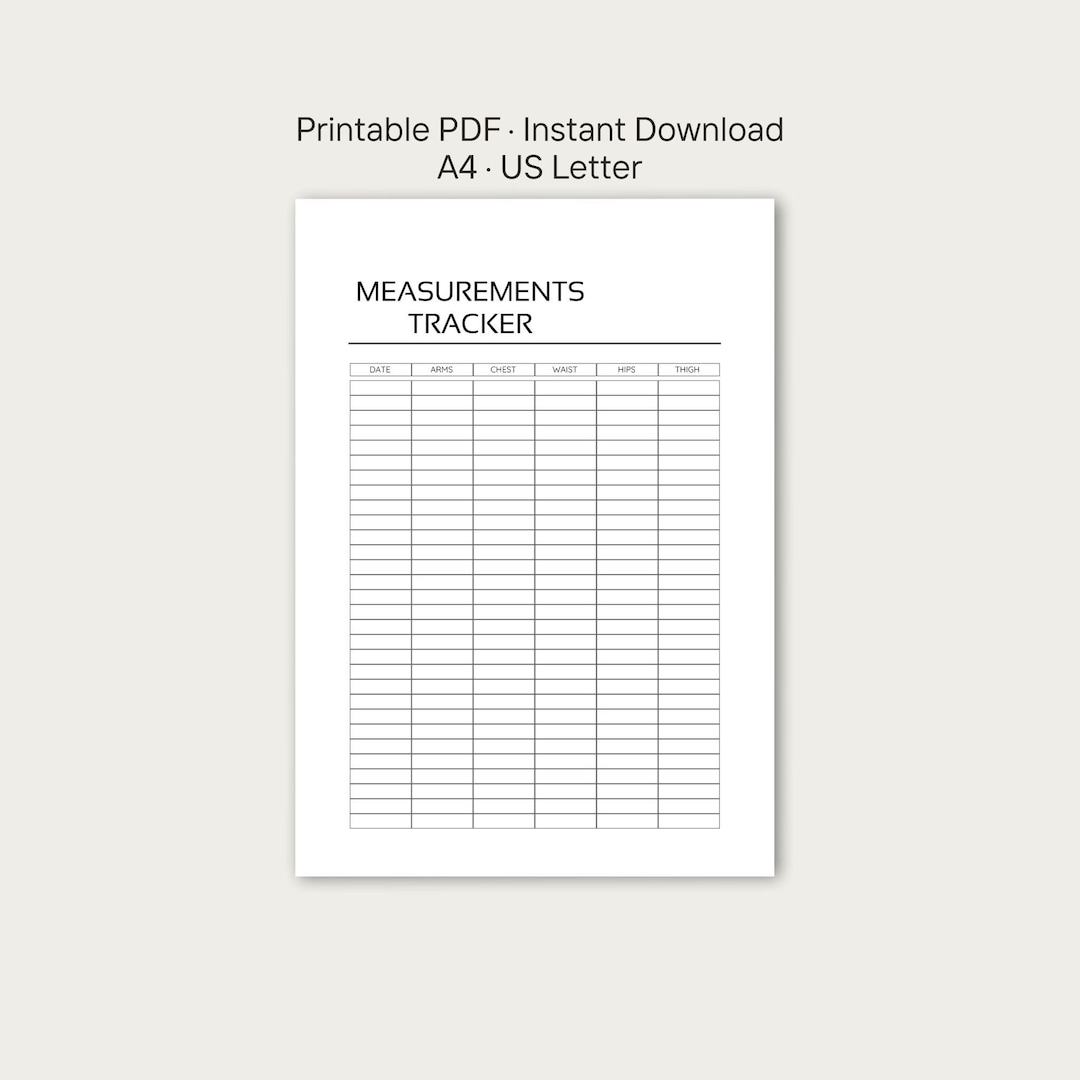 Body Measurements Tracker Printable | Weight Loss Measurements Log PDF ...