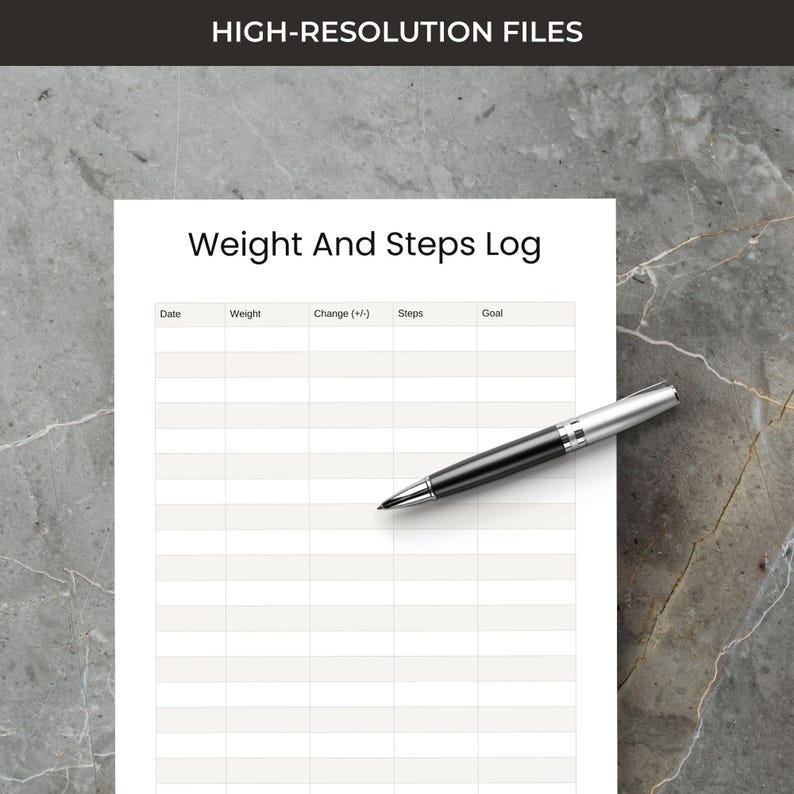 Daily Weight and Steps Log – Printable One Page Tracker for Weight ...