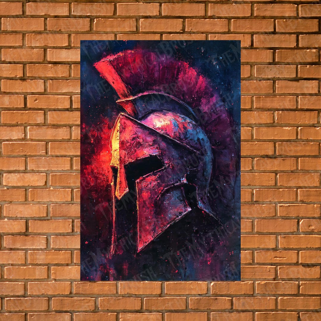 Spartan Warrior Helmet, Bold Abstract Wall Art, Ancient Spartan Helmet ...