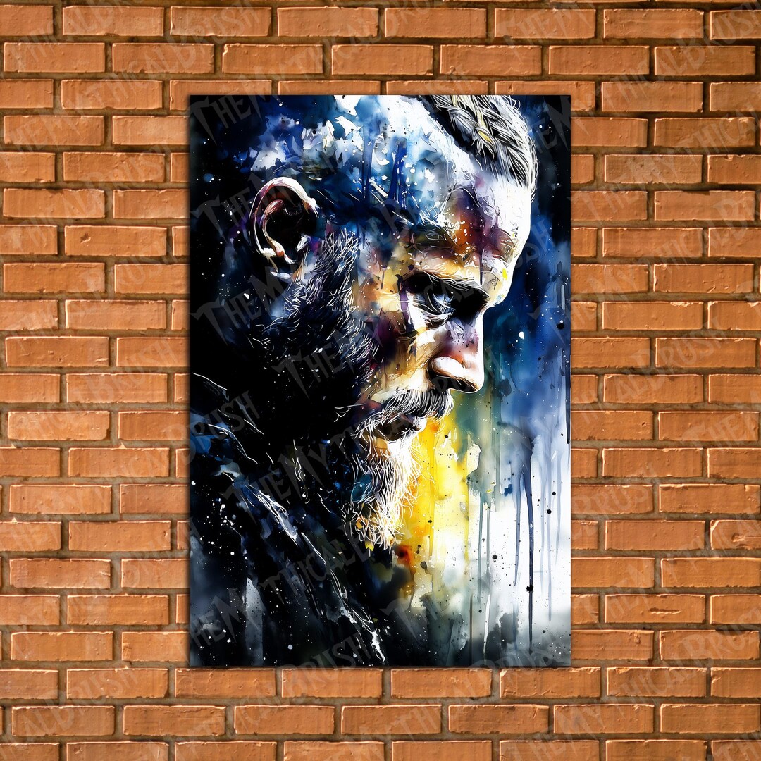 Viking Warrior Watercolor Wall Art Poster, Ragnar Poster, Watercolor ...