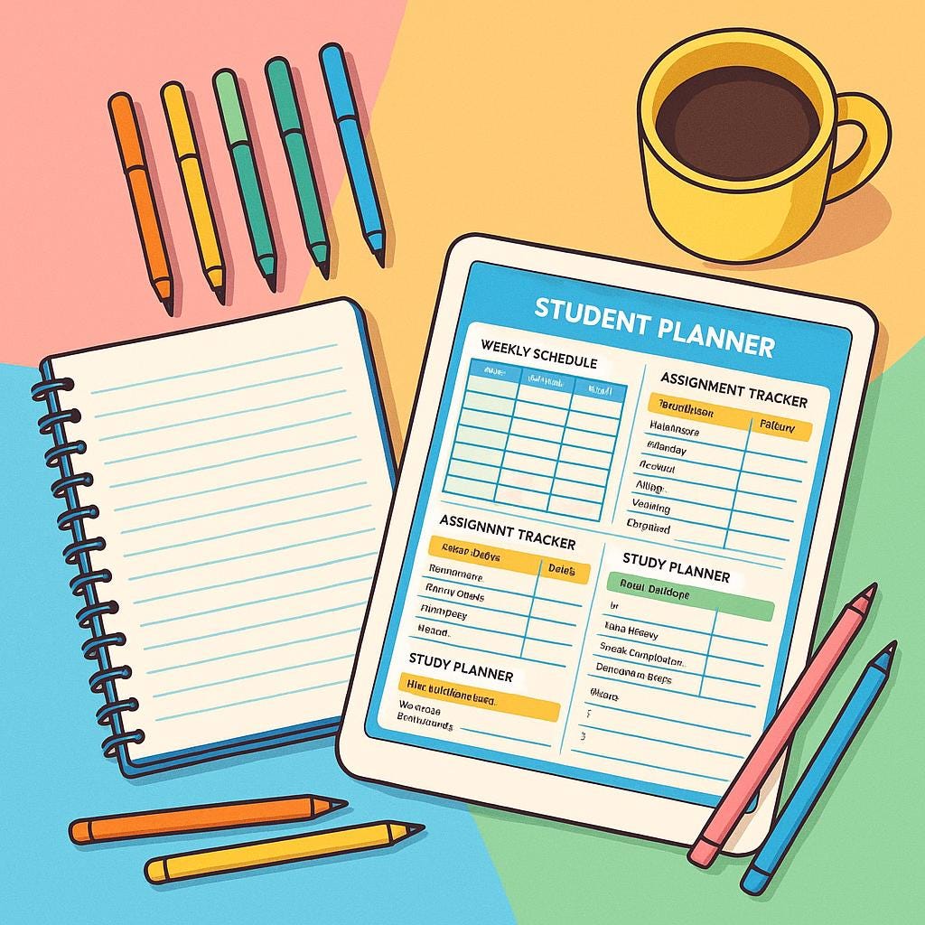 Student Planner Printable US Letter PDF | Weekly Academic Planner ...