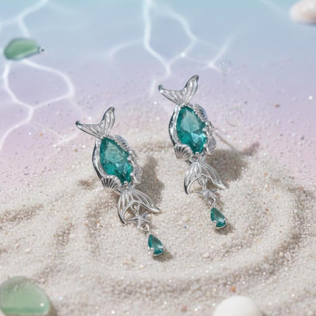 Mermaid Tail Earrings - Guardian Collection | Ocean-inspired Fantasy ...