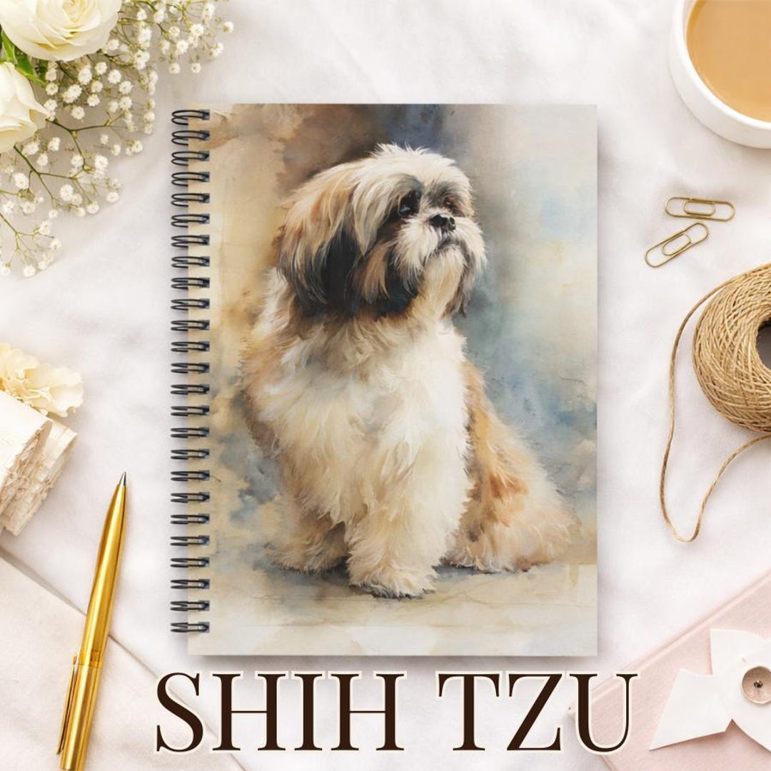 Shih Tzu Dog Notebook – Spiral Journal With Cute Dog Art Cover, Pet ...