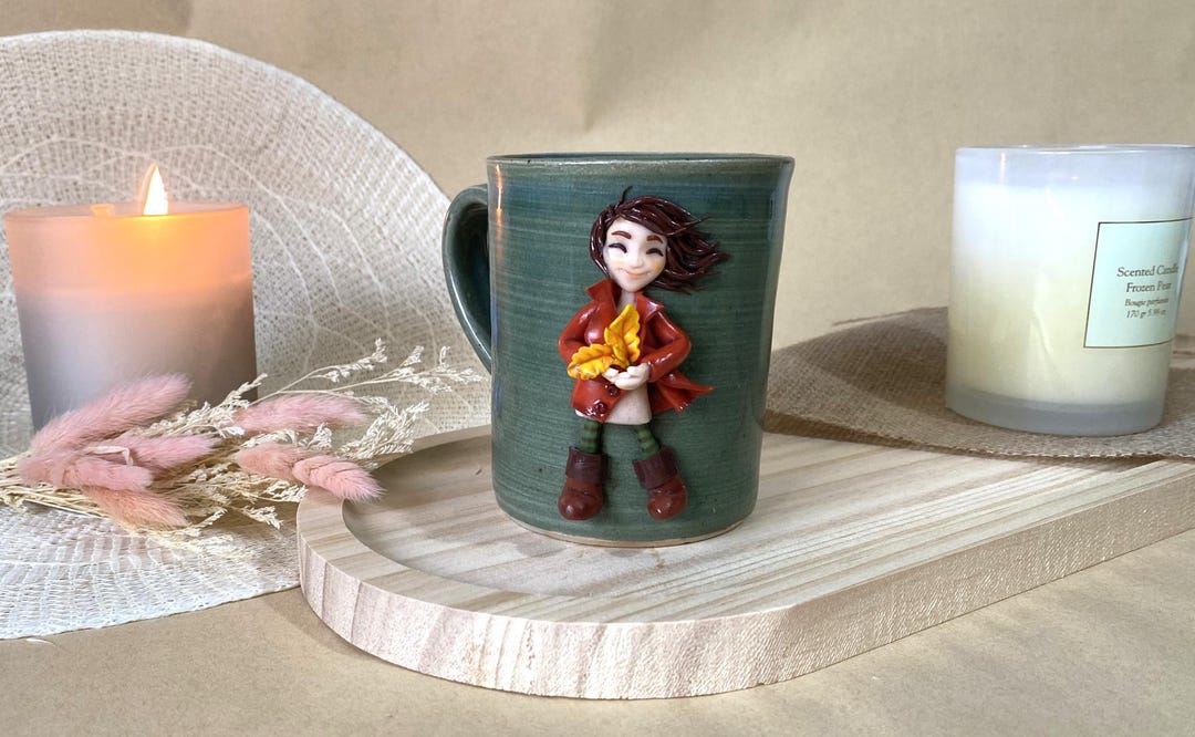 Handmade Polymer Clay Mug, Cute Custom Decorated Cup, Personalized Gift ...