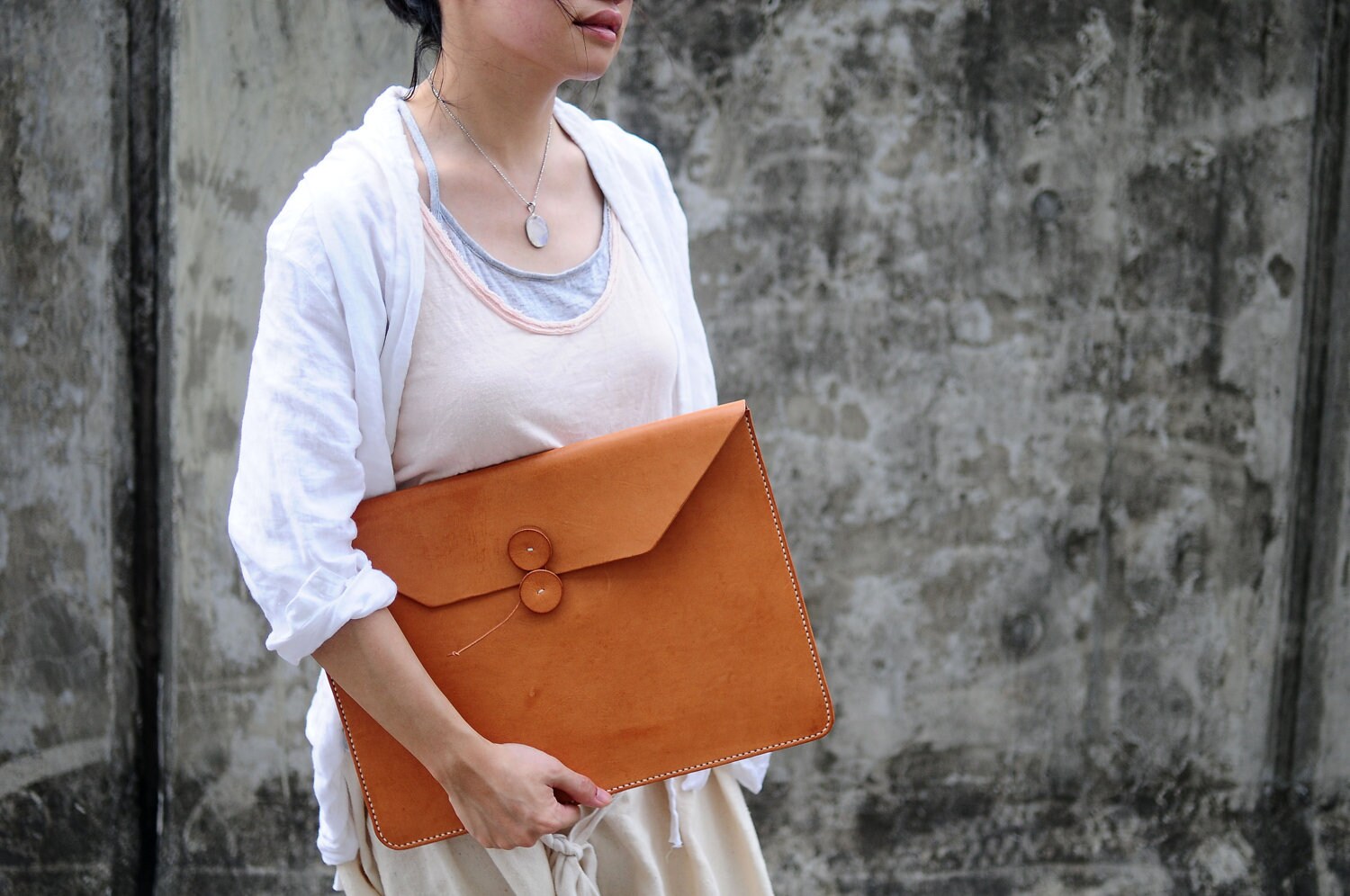 Hand Stitched Leather Mac Book Pro Laptop Case/ Clutch | Etsy