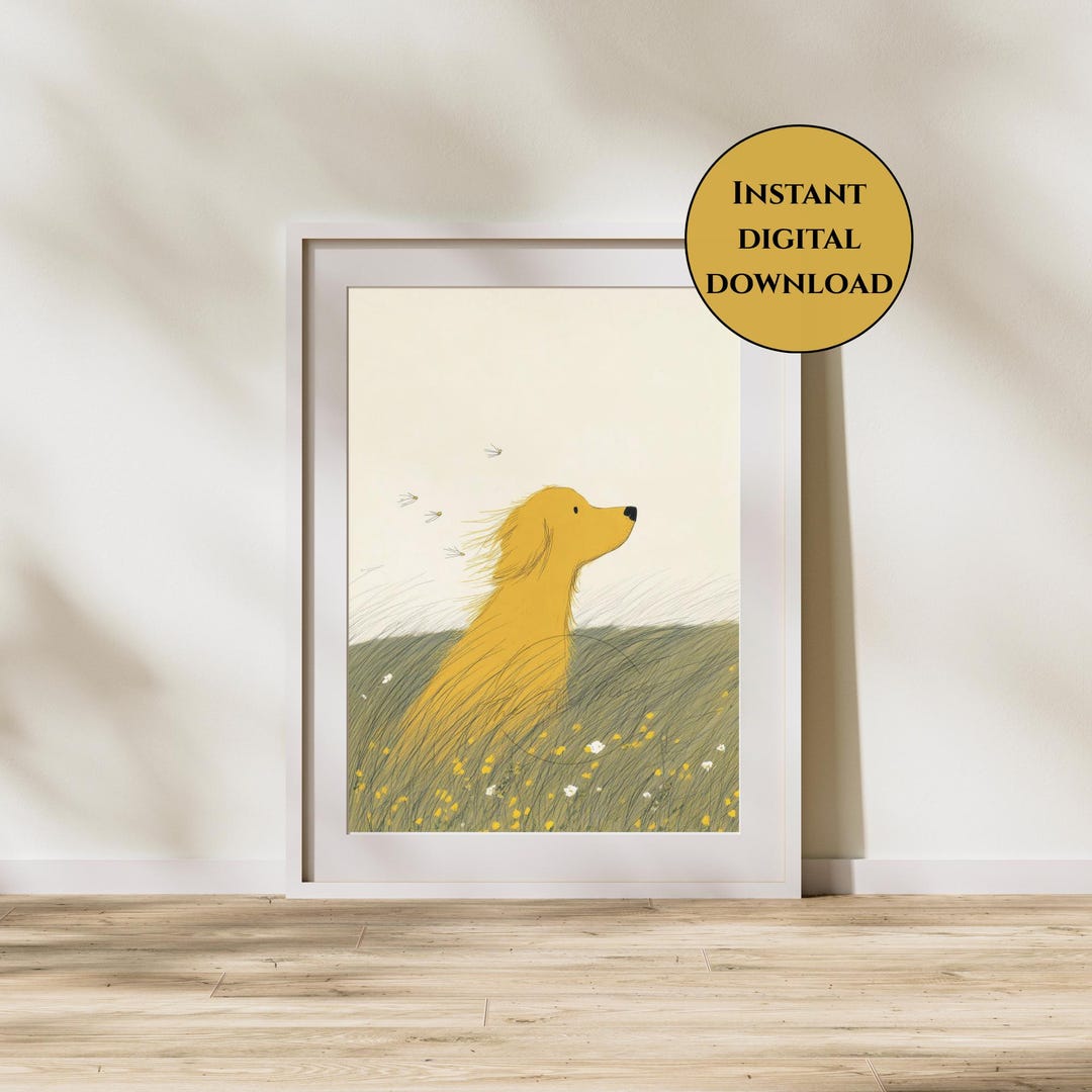 Cute Dog Print-windy Dog Print-kids Room Wall Art-colorful Nursery ...