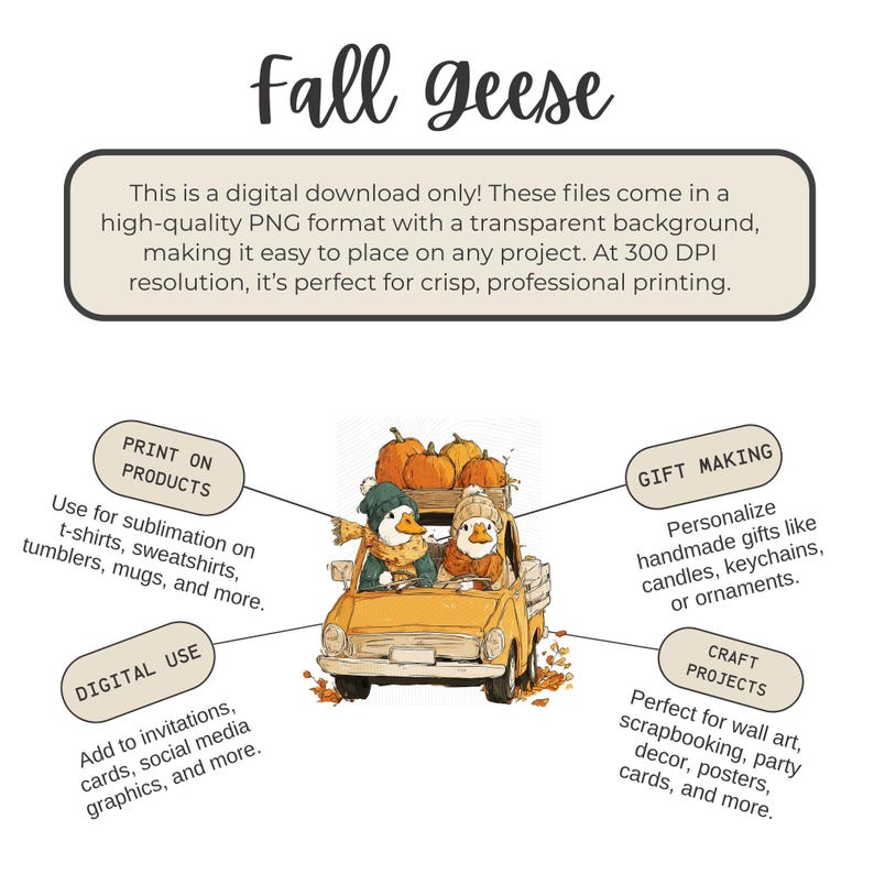 Fall Geese Clipart-autumn Goose Illustrations Png-cute Farm Animal ...