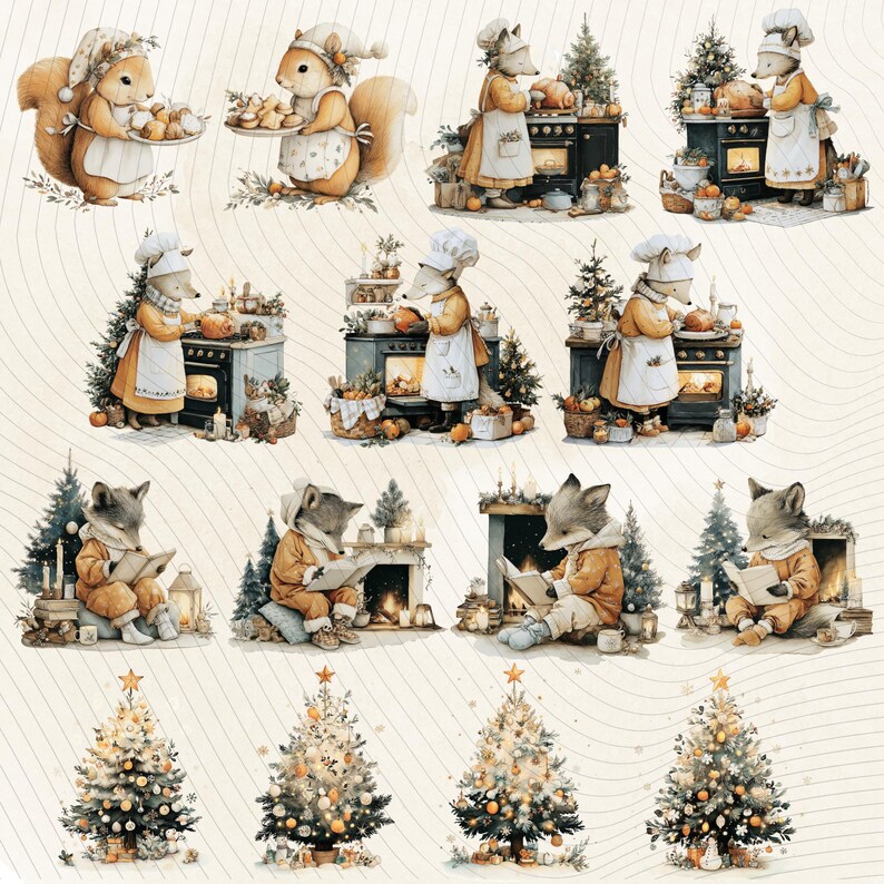 Christmas Woodland Animal Clipart-christmas Clipart-cute Forest Animals ...