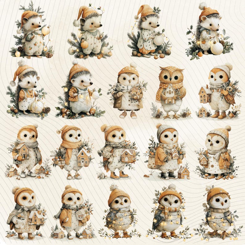 Christmas Woodland Animal Clipart-christmas Clipart-cute Forest Animals ...