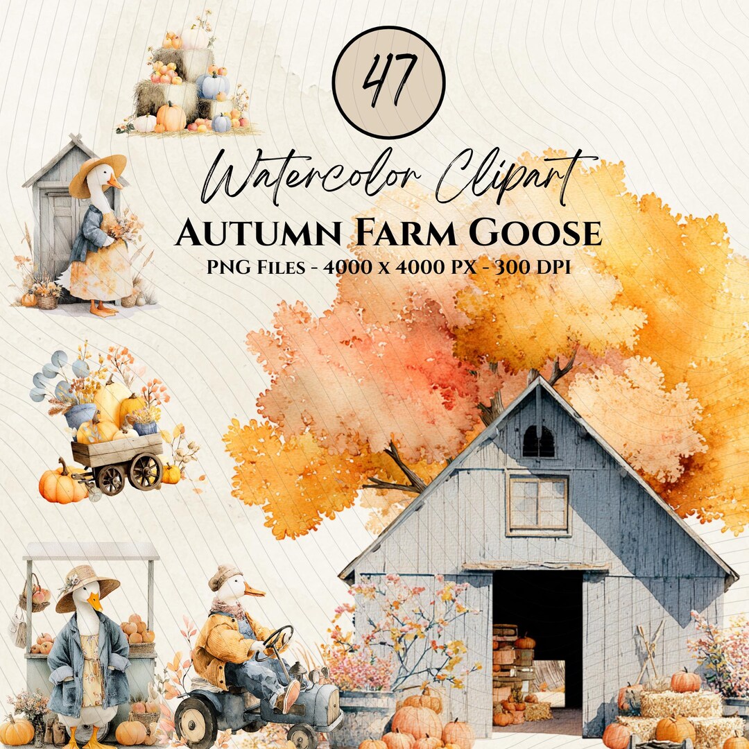 Fall Goose Clipart-autumn Farm Clipart-fall Cottagecore-seasonal Farm ...