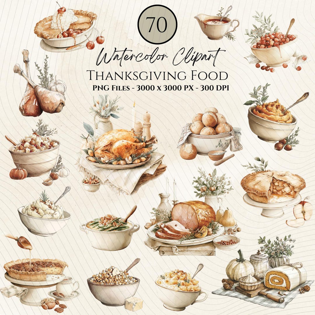 Thanksgiving Food Clipart Bundle-thanksgiving Clipart-thanksgiving ...