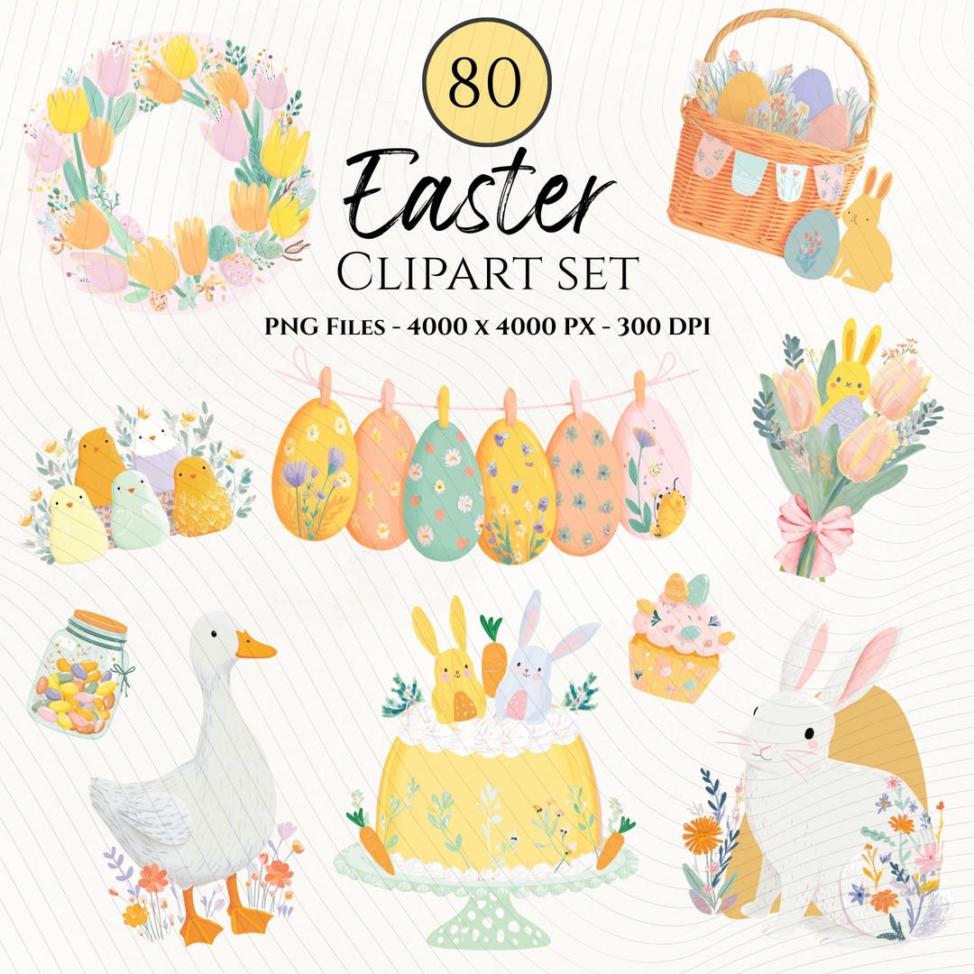 Easter Clipart Bundle-happy Easter Banner-pastel Spring Clipart-pastel ...