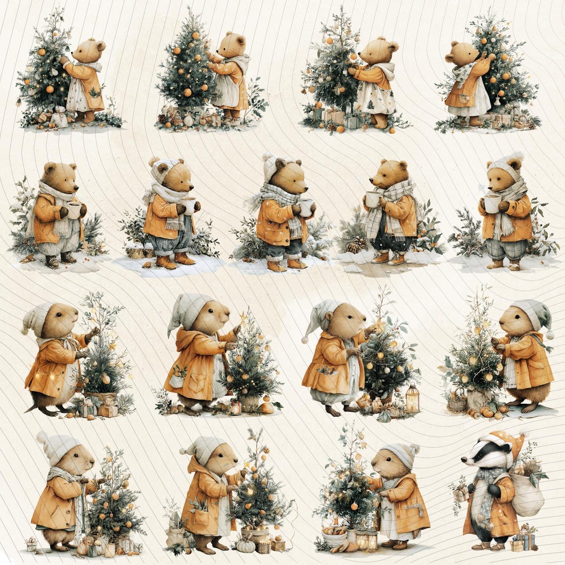 Christmas Woodland Animal Clipart-christmas Clipart-cute Forest Animals ...