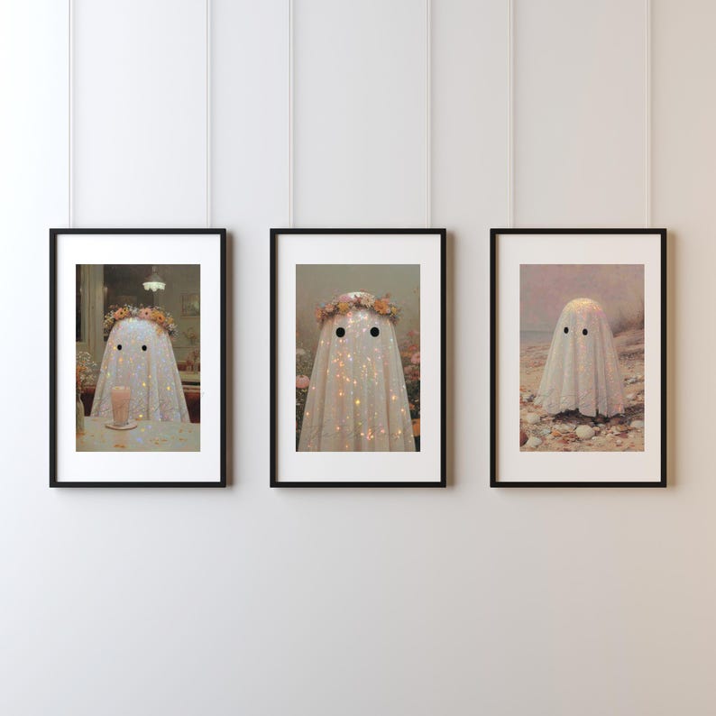 Iridescent Ghost Wall Art Bundle-sparkly Ghosts-halloween Ghosts Bundle ...