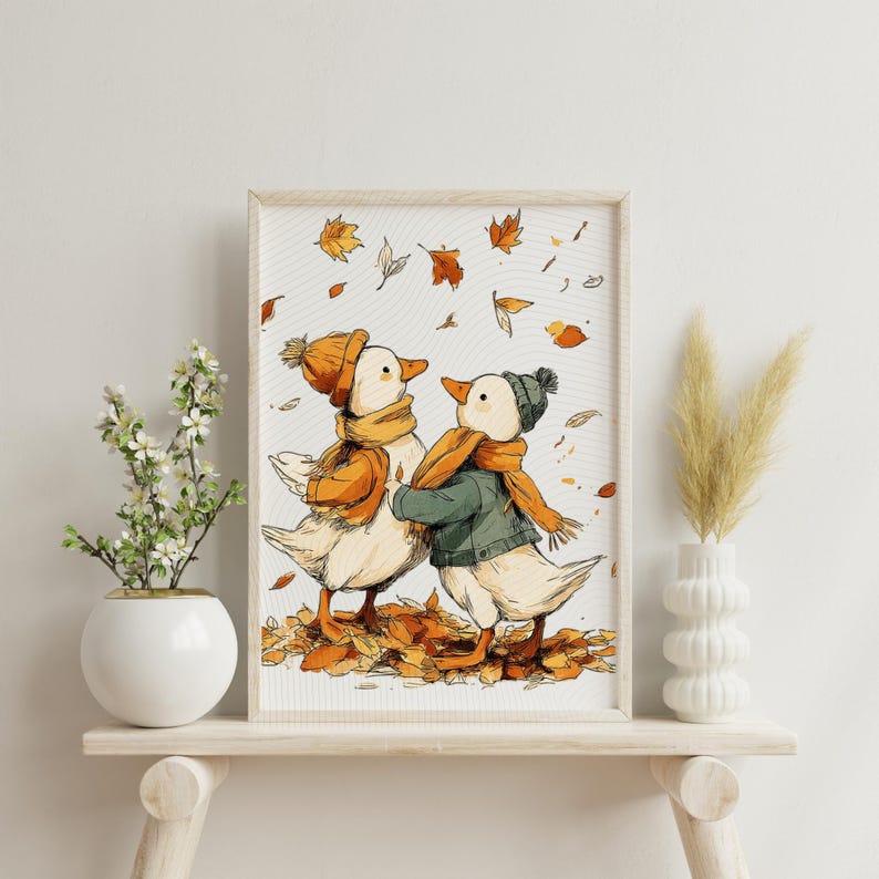 Fall Geese Clipart-autumn Goose Illustrations Png-cute Farm Animal ...